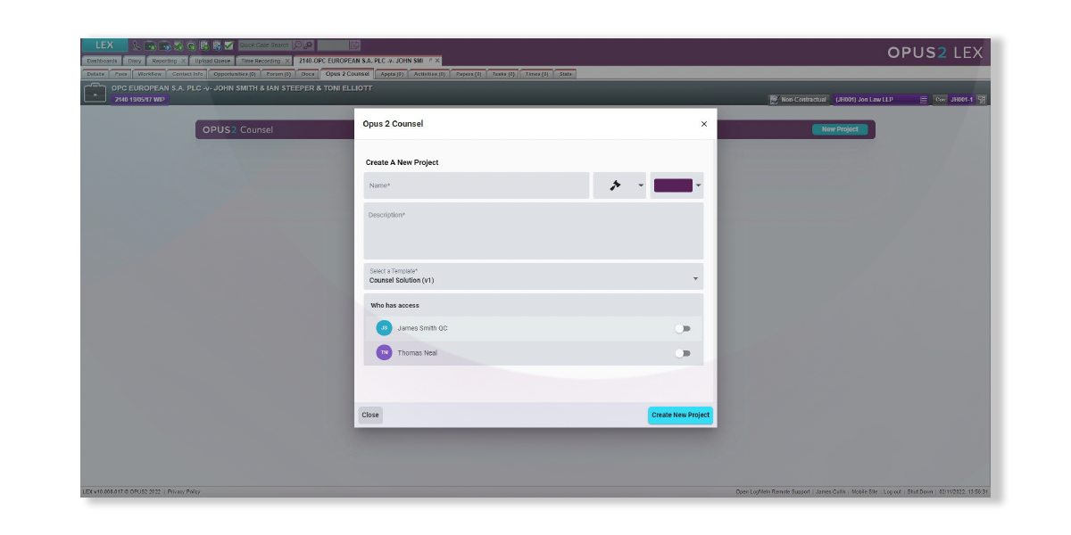 Opus 2 LEX and Opus 2 Counsel Integration | Opus 2